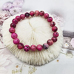 SONNYX 3Pcs 8mm Semi-Precious Gemstones Beaded Bracelets for Women Men Healing Crystal Stone Bracelet Stretch Round Beaded Elastic Bracelets Unisex Jewelry Gifts(red)