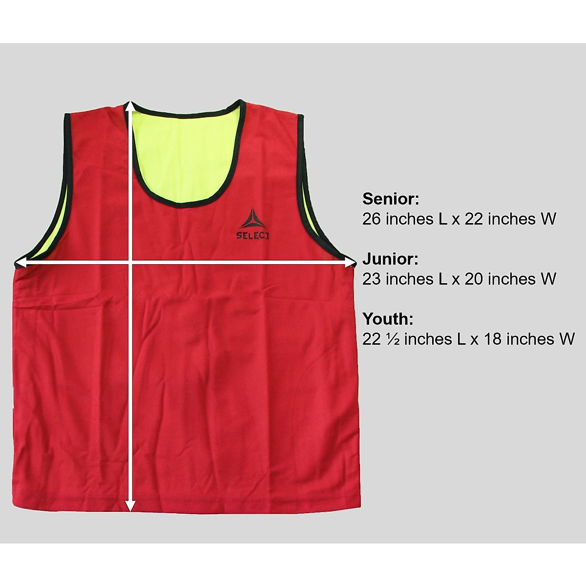 Select Reversible Training Vest (Pack 12), Senior, Red/Yellow