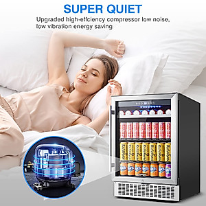 BODEGA Beverage Refrigerator 24 Inch, Under Counter Beverage Refrigerator, Built-in and Freestanding Beverage Cooler 180 Cans, Stainless Steel Under Counter Beer Fridge Perfect for Beer, Soda, Water