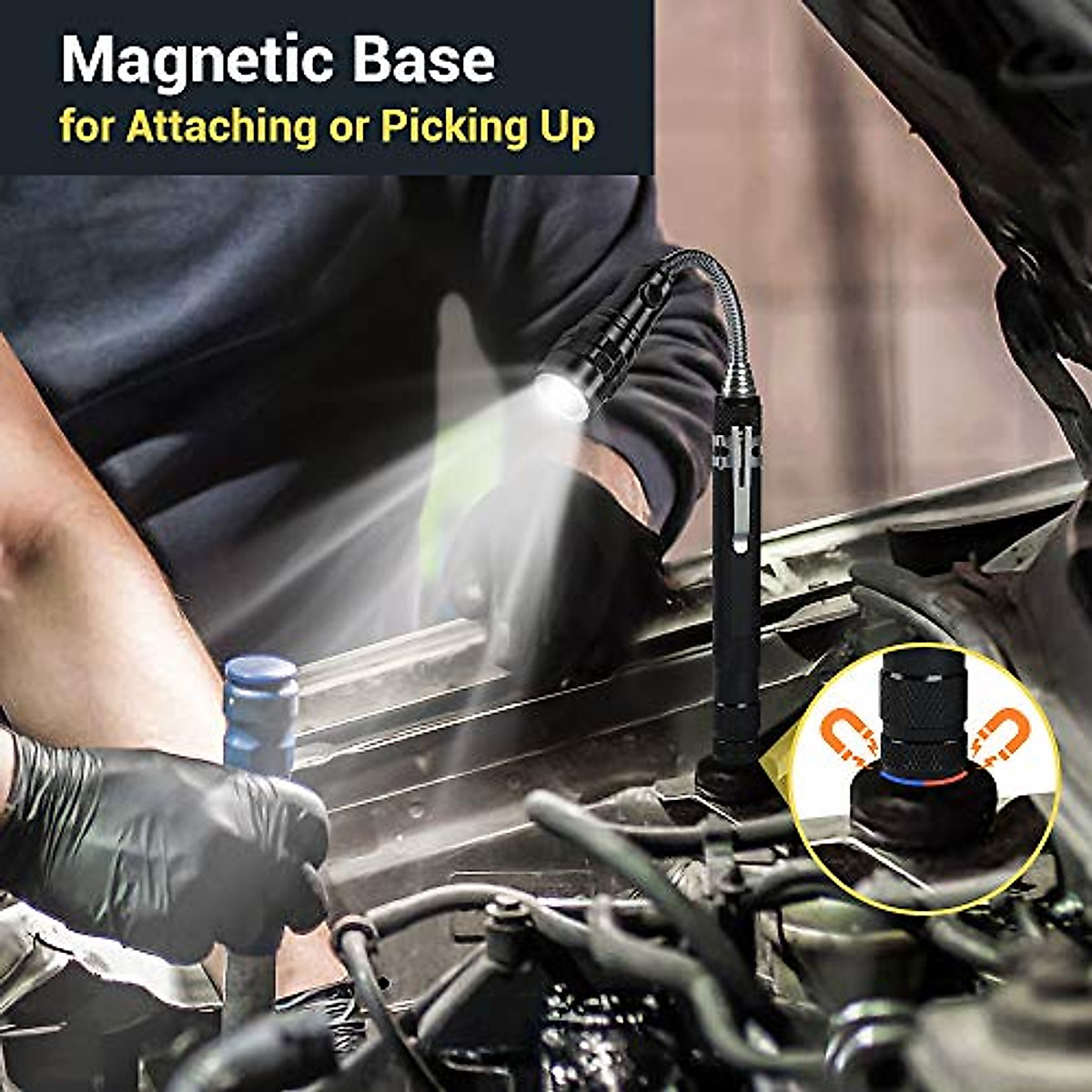 LED Magnetic Pickup Tool Gifts for Men, Valentines Day Gifts for Him Dad Husband Grandpa Boyfriend Him, Flexible Magnet up to 22" for Hard to Reach Items, Cool Gadget Birthday Gift Idea