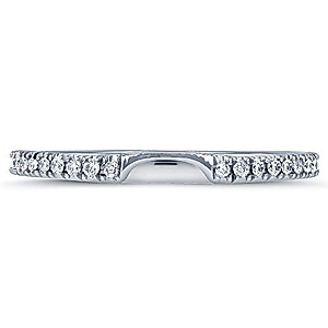 Kobelli Lab Grown Diamond Notched Shadow Wedding Band 1/8 CTW 14k White Gold (DEF/VS), 6.5