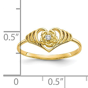 IceCarats 10K Yellow Gold Cubic Zirconia CZ Heart Love Ring Size 6