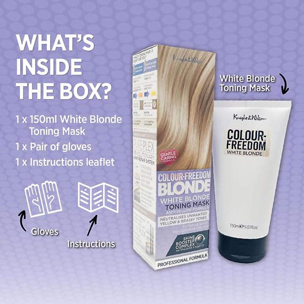 Blonde Hair Toner. Professional Deep Conditioning Hair Mask that Neutralizes Yellow & Brassy Tones. Cruelty Free & Vegan. By Knight & Wilson. 5.07 Fl Oz