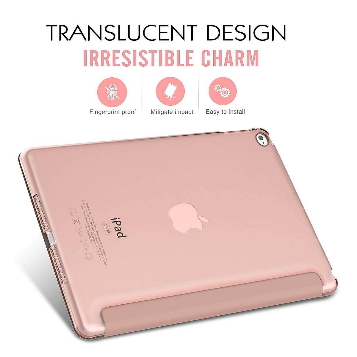 MoKo Case Fit iPad Air 2 - Slim Lightweight Smart Shell Stand Cover with Translucent Frosted Back Protector Fit iPad Air 2 9.7" Tablet, with Auto Wake/Sleep, Rose Gold