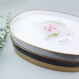 Omuriko Pink Oval Decorative Tray with Handles, Versatile Serving Tray for Coffee Table, Ottoman, Ideal for Serving, Displaying, Organizing