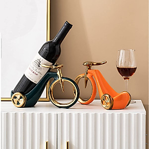 Bicycle Wine Shelf, Ceramics Wine Racks Holder Wine Cabinet for Home Living Room Porch Decoration Creative Gift,Green