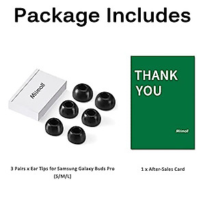 [3 Pairs] Miimall Compatible for Samsung Galaxy Buds Pro Ear Tips Foam, Ultimate Fit in Case, Anti-Slip Reduce Noise Ear Plugs, Replacement Memory Foam Ear Tips for Galaxy Buds Pro(Black, S/M/L)