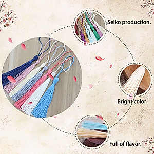 BOROLA 25 Pcs Handmade DIY Tassels 13cm/5 Inch Silky Soft Craft Mini Tassels for DIY Projects, Jewelry Making, Decoration, Bookmarks (Blue)