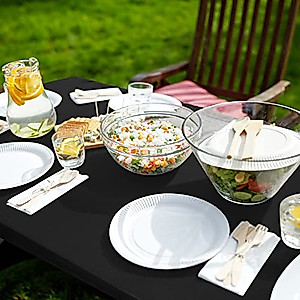 CHENGU Spandex Tablecloth Fitted Stretch Tablecloth Elastic Fitted Picnic Table Cover Washable Folding Table Cover Rectangle Polyester Tablecloth for Picnic Party (Black, 6ft)