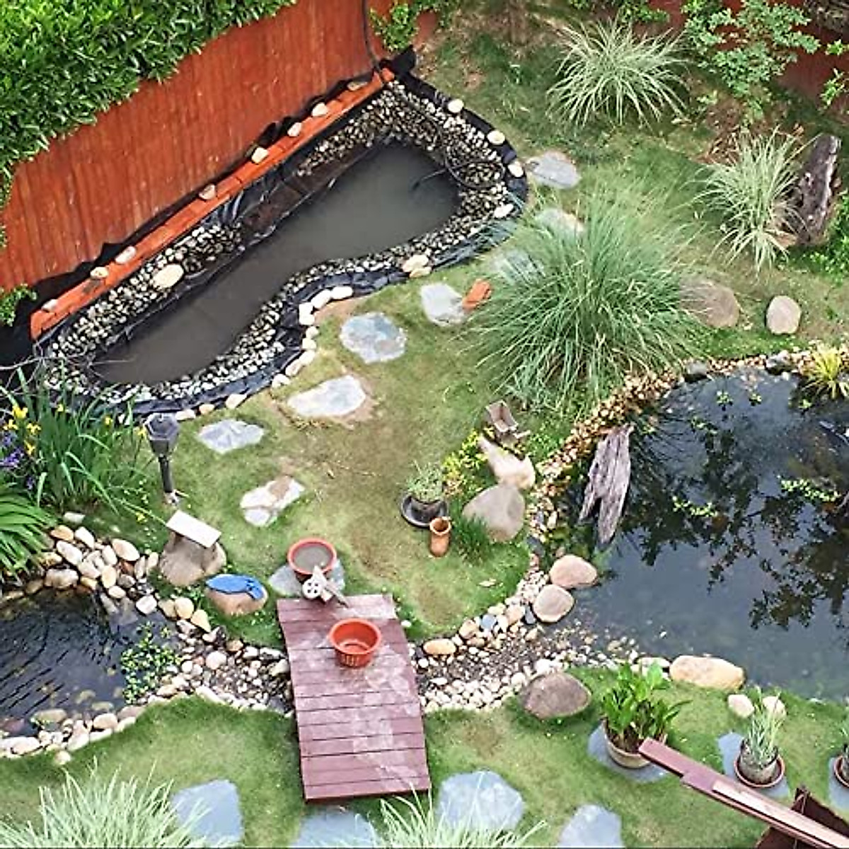 TECHTONGDA HDPE Pond Liner Black 20x20ft Flexible Water Garden Fish Pond Liner Elasticity