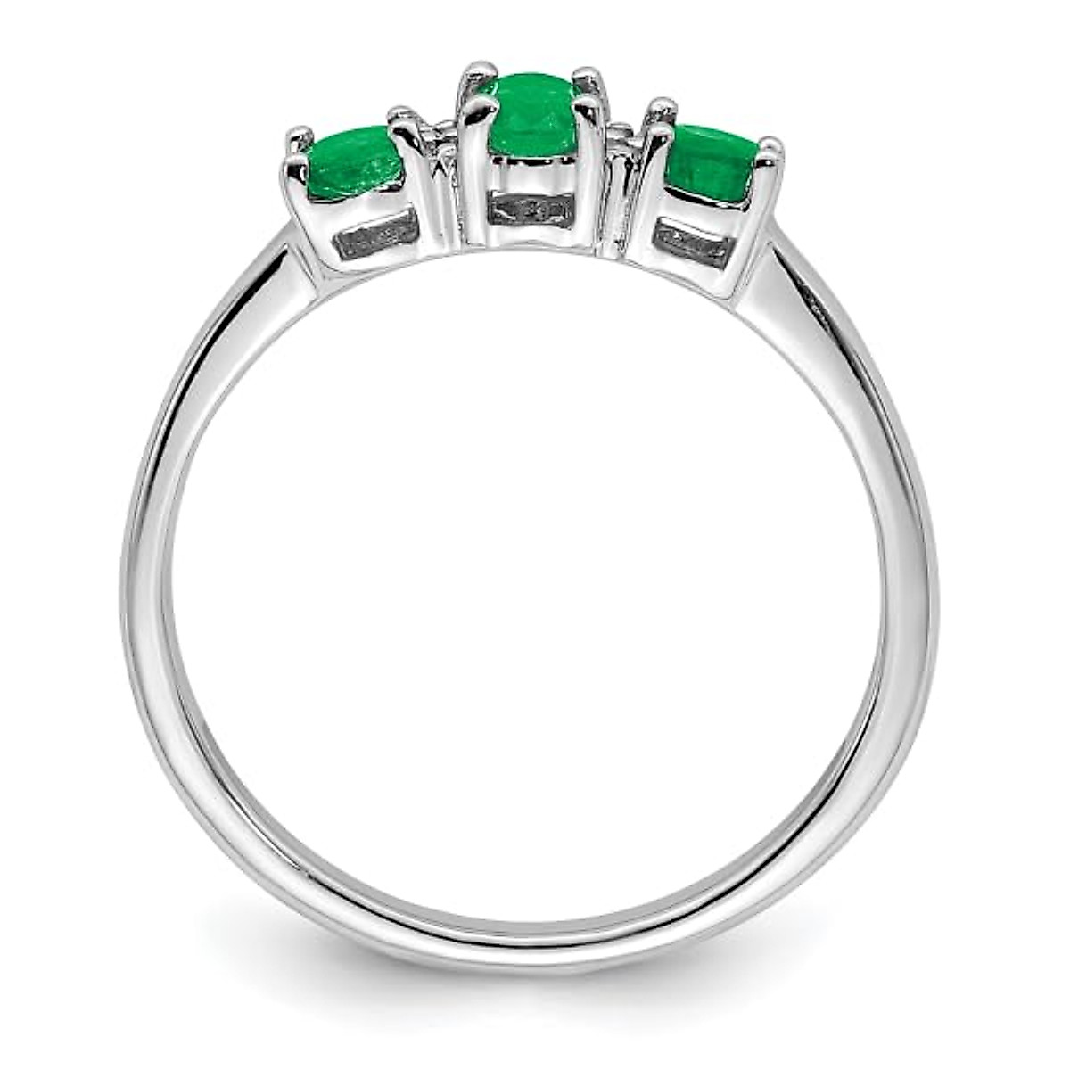 IceCarats 925 Sterling Silver Green Emerald 3 Stone Diamond Ring Gemstone Band Size 6