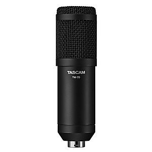 Tascam Dynamic Microphone for Broadcast Microphone for Professional Podcasting and Live Streaming (TM-70), Black
