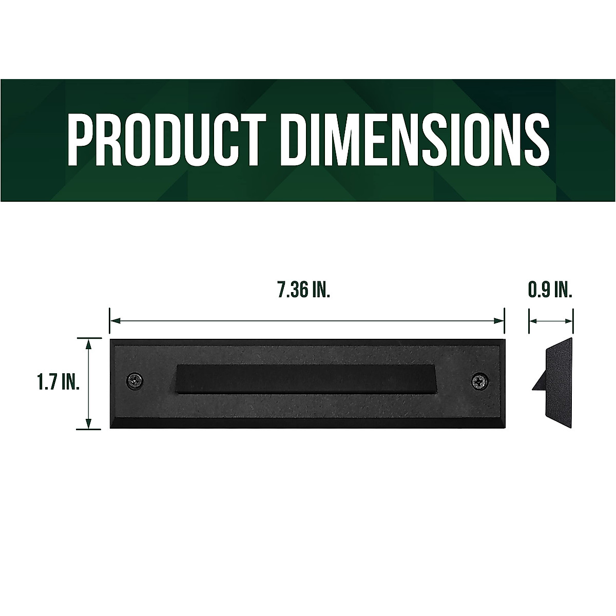 GKOLED 6-Pack Low Voltage 9-15V AC/DC LED Linear Step Lights, 2W Landscape Cutoff Stair Riser Light, Outdoor Waterproof Accent Lighting Fixtures, Die-cast Aluminum with Black Powder Coated Finish