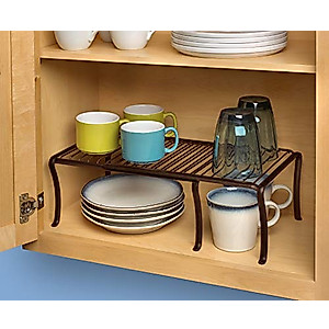 Spectrum Diversified Ashley Shelf Sturdy Steel Wire Storage Shelf & Cabinet Organizer, Expands to Fit Kitchen & Bathroom Cabinets, Rust-Resistant Finish, Bronze