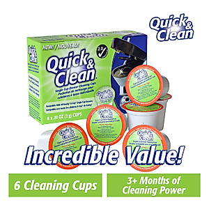 Quick & Clean 6-Pack Cleaning Cups for Keurig Machines - 2.0 Compatible, Stain Remover, Non-Toxic