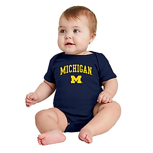 UGP Campus Apparel YC03 - Michigan Wolverines Arch Logo Creeper Infant Creeper Bodysuit - 6 Month - Navy