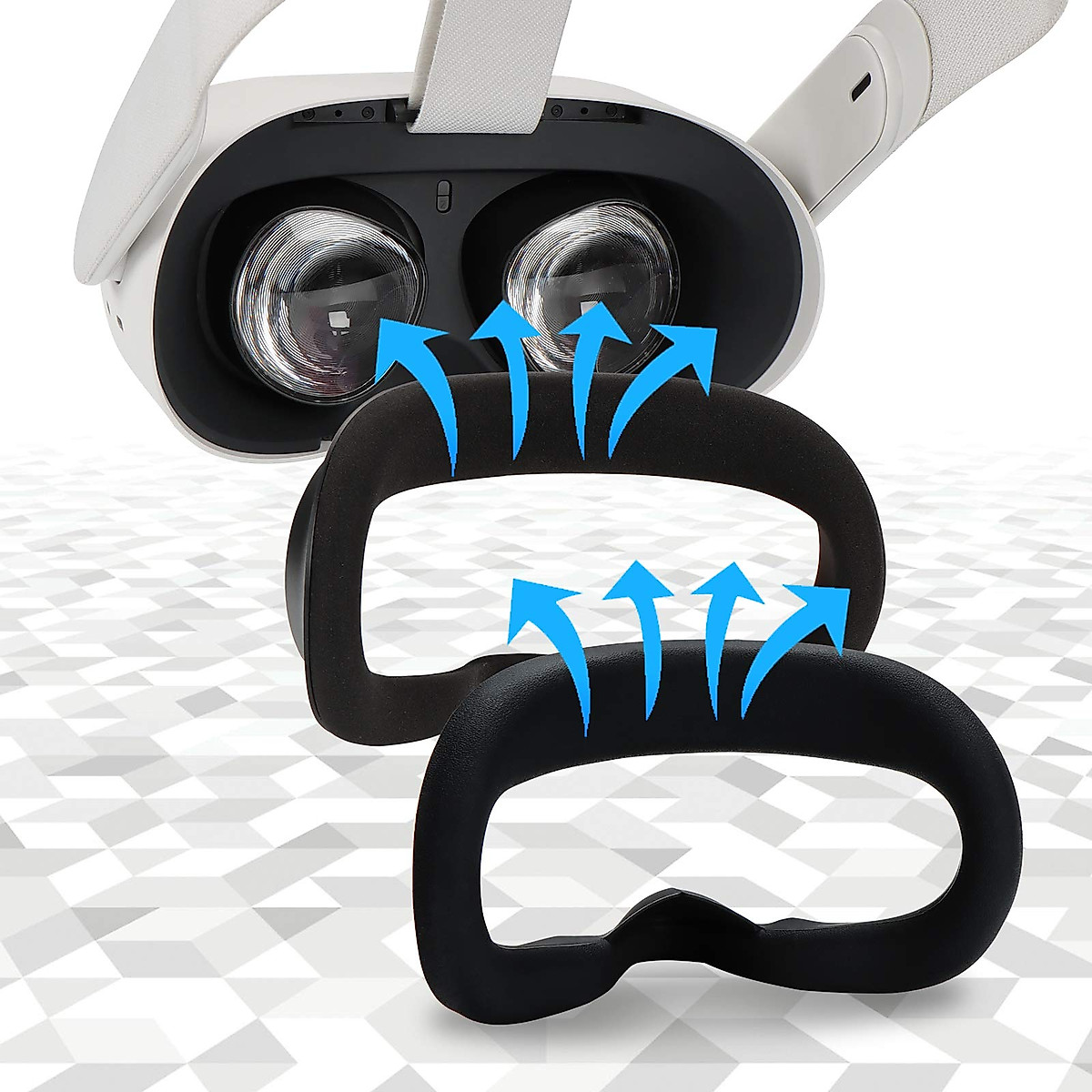 Silicone Face Interfacial Cover for Oculus Quest 2 Gaming Accessories Headset Sweat-Proof Non-Slip Washable Replacement Light Blocking Pads Cushion by X-super Home