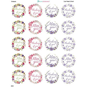 1.9 Inch Miss You Stickers Round Envelope Seal Labels Set of 60 (Miss You/Thinking of)