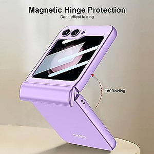 DOOTOO for Samsung Galaxy Z Flip 5 Case Magnetic Hinge Protection Cover with Screen Protector All-Inclusive Shockproof Case for Galaxy Z Flip 5 (2023) (Purple)