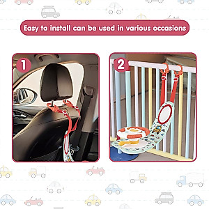 Chibon Baby Car Seat Toys for Infants with Mirror & Toy Keys for Toddlers and Babies, Carseat Toys Steering Wheel with Music Lights and Driving Sounds, Toddler Keys for Car Remote with Car Sounds