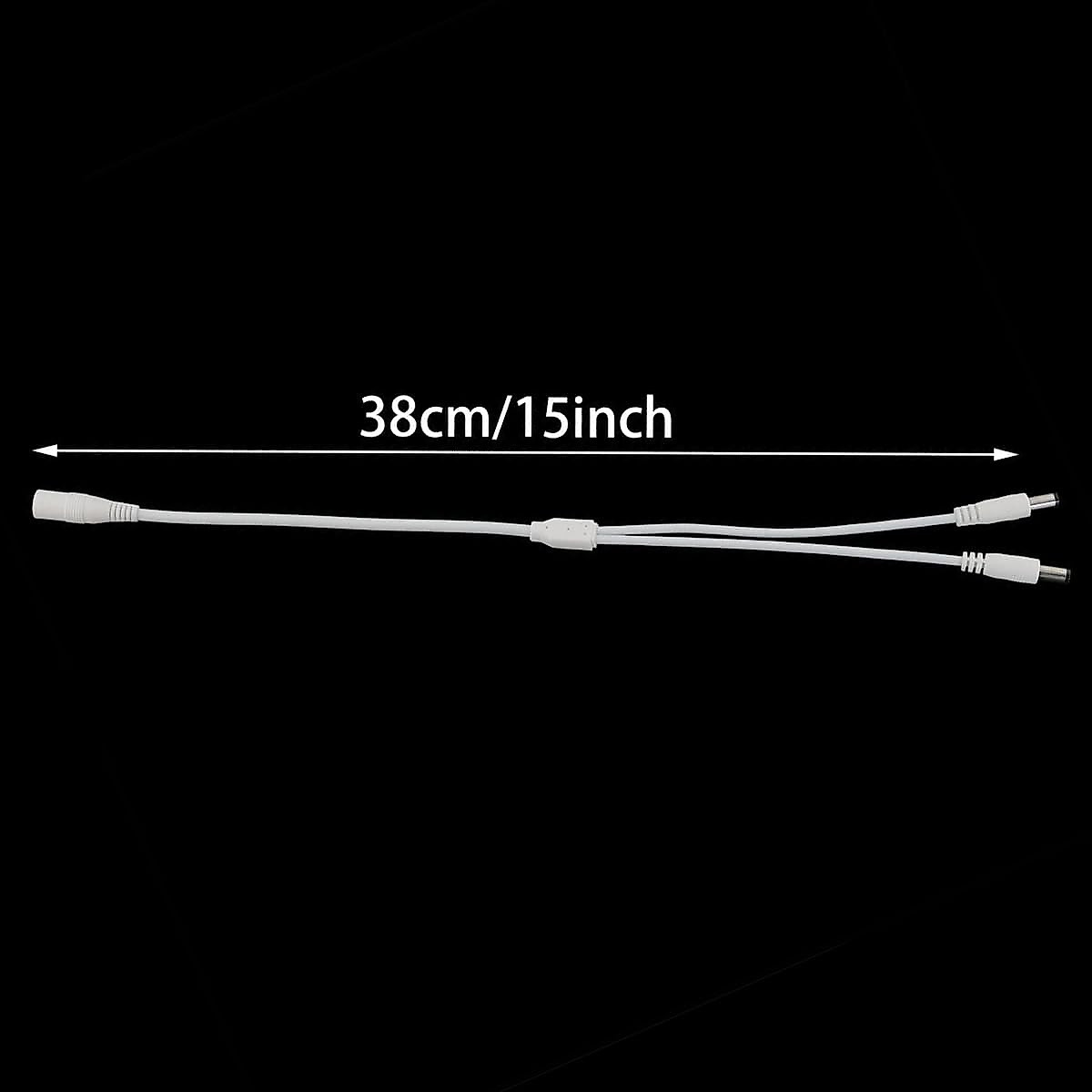 Security-01 2-Pack 1 to 4 Way DC Power Splitter Cable, Plug 5.5mm x 2.1mm, for CCTV Camera, LED Strip Light and More,White