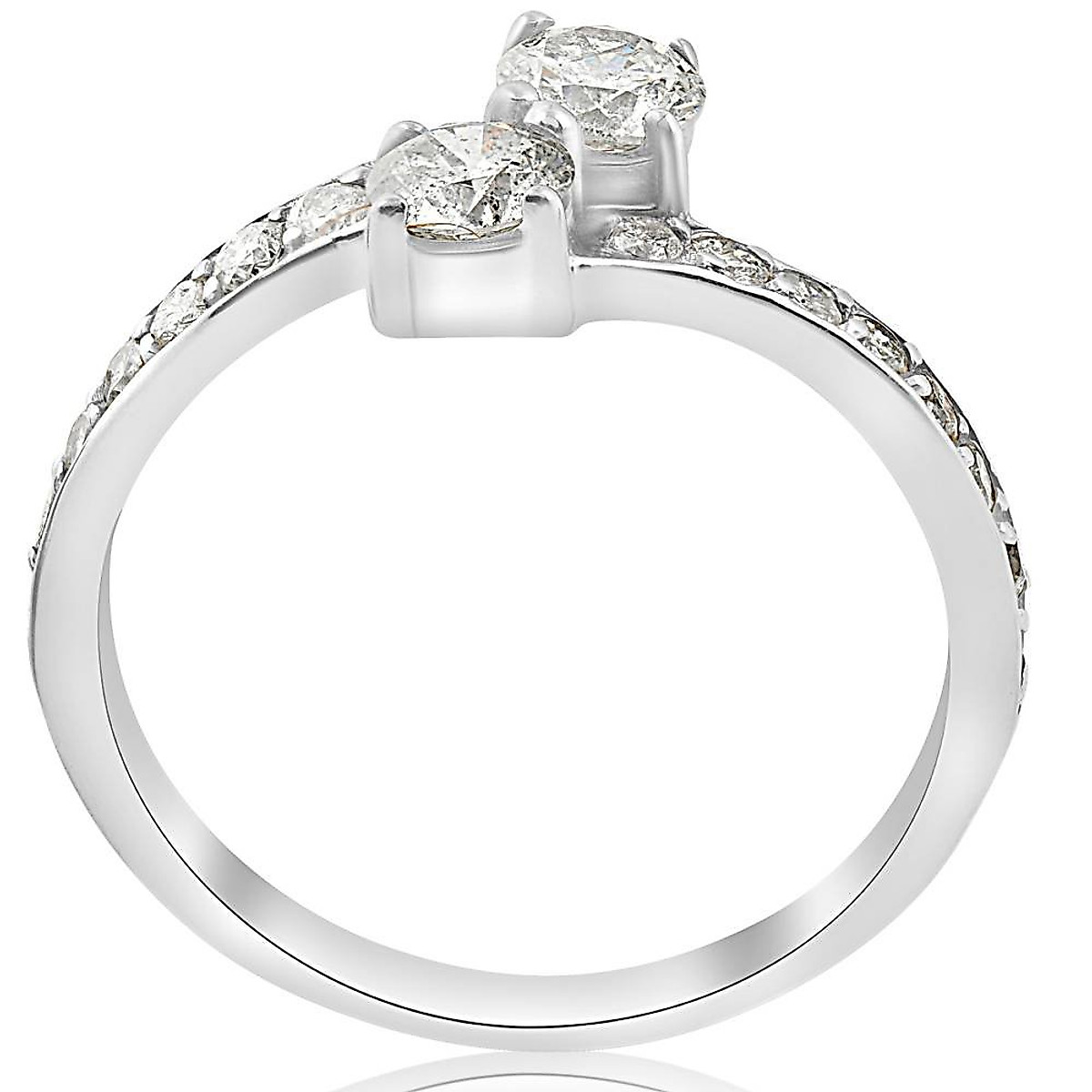 P3 POMPEII3 Forever Us Two Stone Round Diamond 1 Ct Solitaire Ring 14k White Gold - Size 10