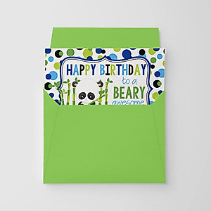 BEARY Awesome Friend Panda Bear Themed Birthday Pun Themed Single All Occasion Blank Birthday Card To Send To Friends & Family, 4"x 6" (when folded) Fill In Greeting