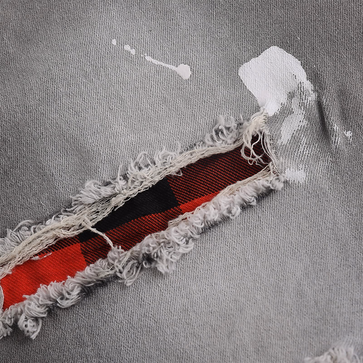 Maiyifu-GJ Men's Ripped Patch Skinny Jeans Distressed Stretch Biker Denim Pencil Pants Tapered Leg Patches Slim Fit Jean (Grey,XX-Large)