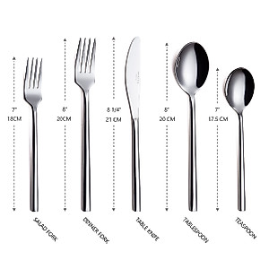 Annova Silverware 20 Set PCS Set Forged Premium Stainless Steel/Flatware - 4 x Dinner Forks, 4 x Salad Forks, 4 x Dinner Knives, 4 x Dinner Spoons, 4 x Dessert Spoons - Service for 4