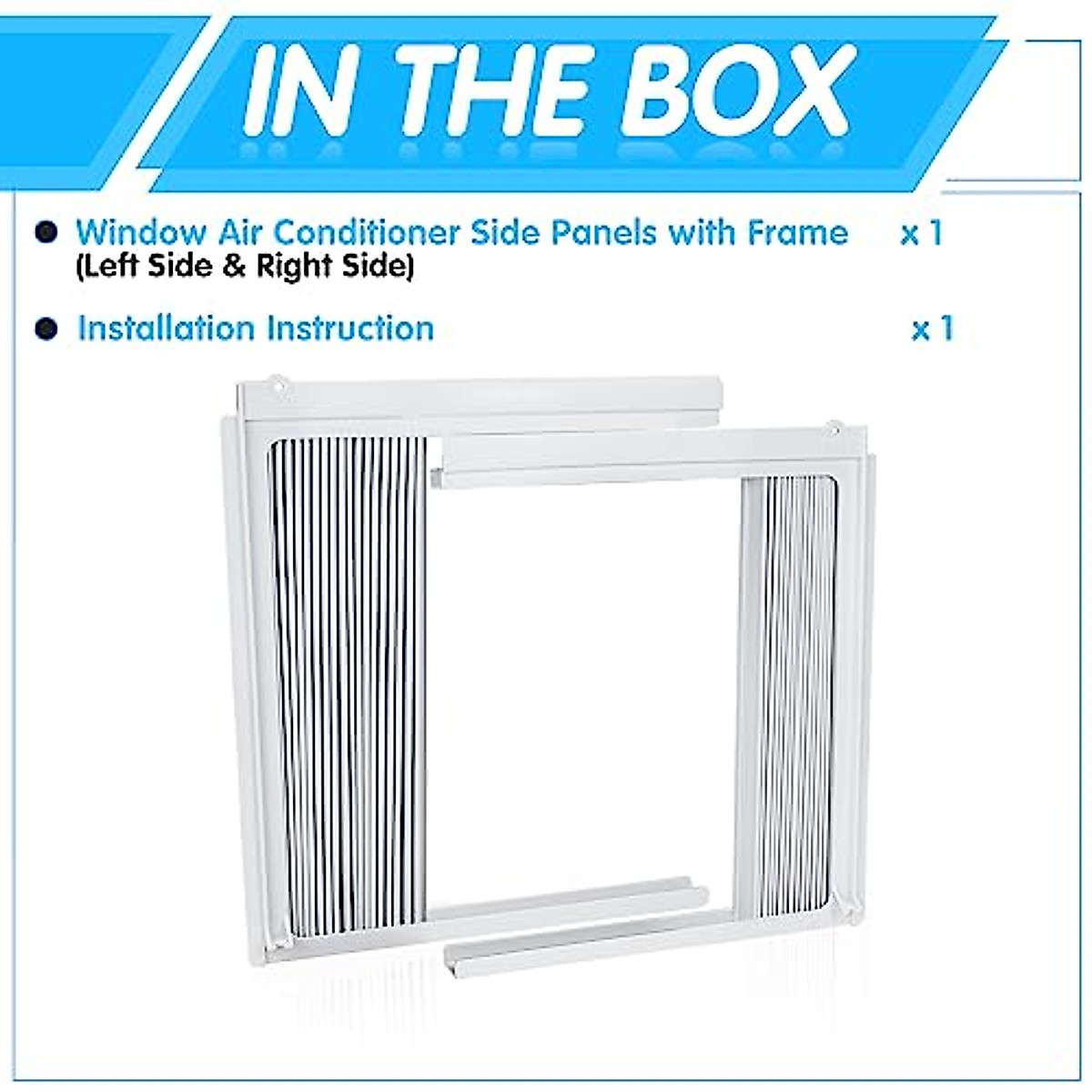 Air Jade Window Air Conditioner Side Panels with Frame, Window AC Side Panel Set for 5,000 Btu Units, Room Air Conditioner Accordion Filler Curtain Replacement Kit