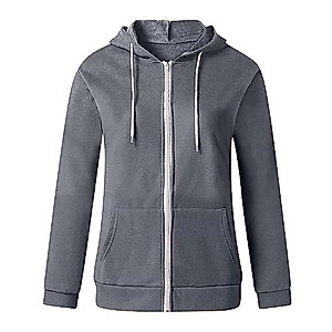anuyalue Kawaii Sweater Women's Oversized Hoodies Drawstring Zip Up Sweatshirt Loose Ribbed Knit Coats Winter Warm Sweaters with Pockets Women's Jackets Lightweight