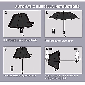 SIEPASA Automatic Travel Compact Umbrella-Small Folding Compact Travel Umbrellas for Rain, Lightweight Small Portable Umbrella, Small Sun & Rain Windproof Umbrella, Gifts for Girls Women Tennagers.(Black)