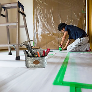 KOTINARA Galvanized Flatware Caddy - Strong Wooden Handle, Rust-Resistant, Indoor & Outdoor Use - A Farmhouse, Rustic, Country Style Organizer for Utensils, Flatware, Tools and more