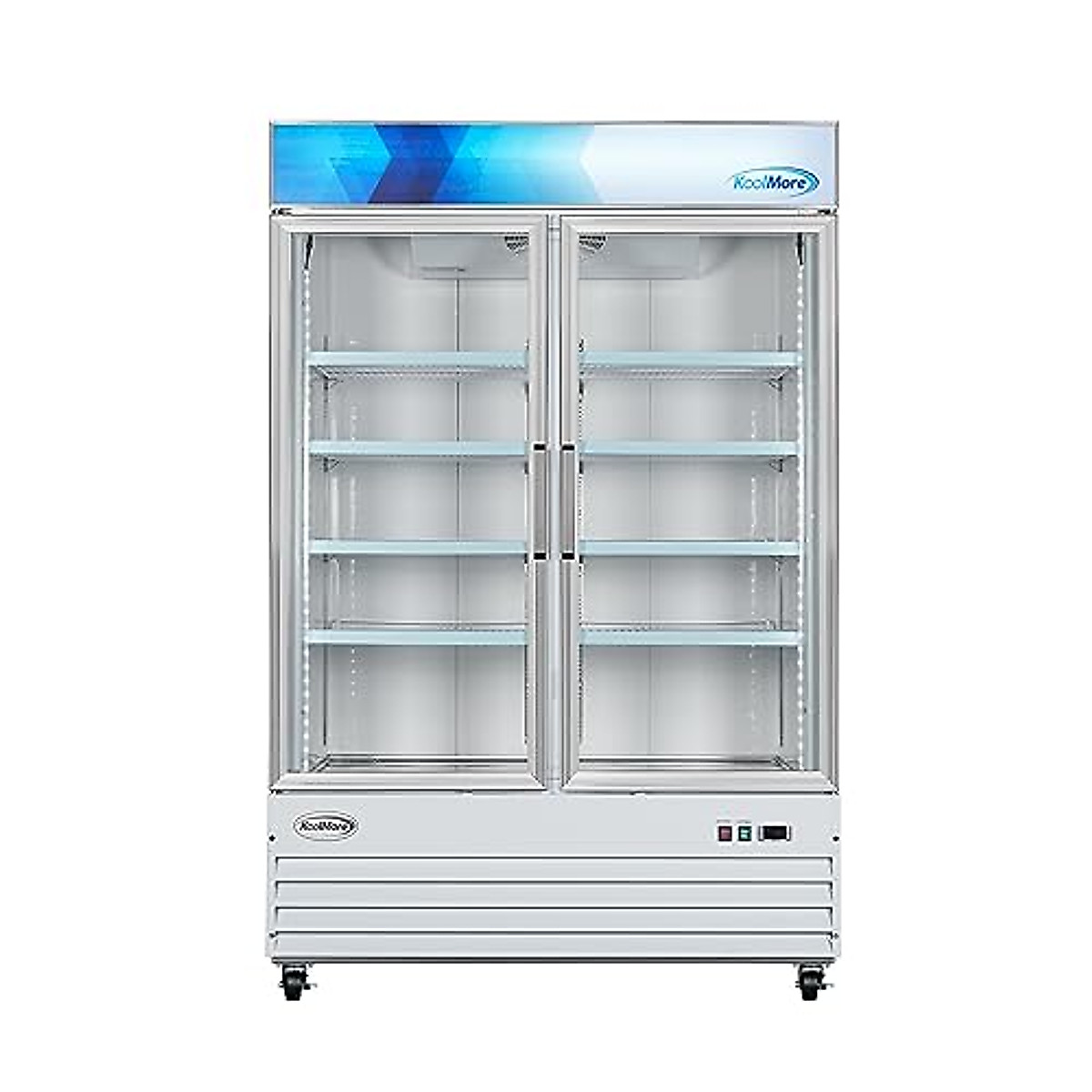 KoolMore MDF-2GD-45C-WH 53 in. Commercial Two Glass Door Display Upright Freezer Merchandiser in White 45 Cu. Ft