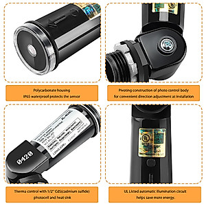 Outdoor Conduit Lighting Control with Photocell and Swivel Mount Photoelectric Switch for Wall Packs, Shoebox Porch Lights 120-277V Photocell (2 Pack)