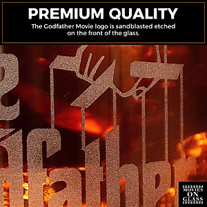 The Godfather Etched Stemless Wine Glass - Officially Licensed, Premium Quality, Handcrafted Glassware, 15oz. - Perfect Collectible Gift for Movie Enthusiasts, Birthdays & Special Occasions