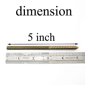 Pro Bamboo Kitchen 8pcs Self-Tapping Screw Hanger Bolts 5/16"-18 x 5" Hanger Bolts Double Headed Bolts for Furniture Wood Joint