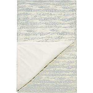 Mina Victory Fur Foil Stripes Fx Fur Ivory/Silver 50" x 60" Throw Pillow