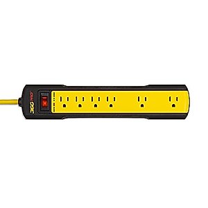 360 Electrical 36003 Pro Heavy Duty Surge Strip, Black/Yellow