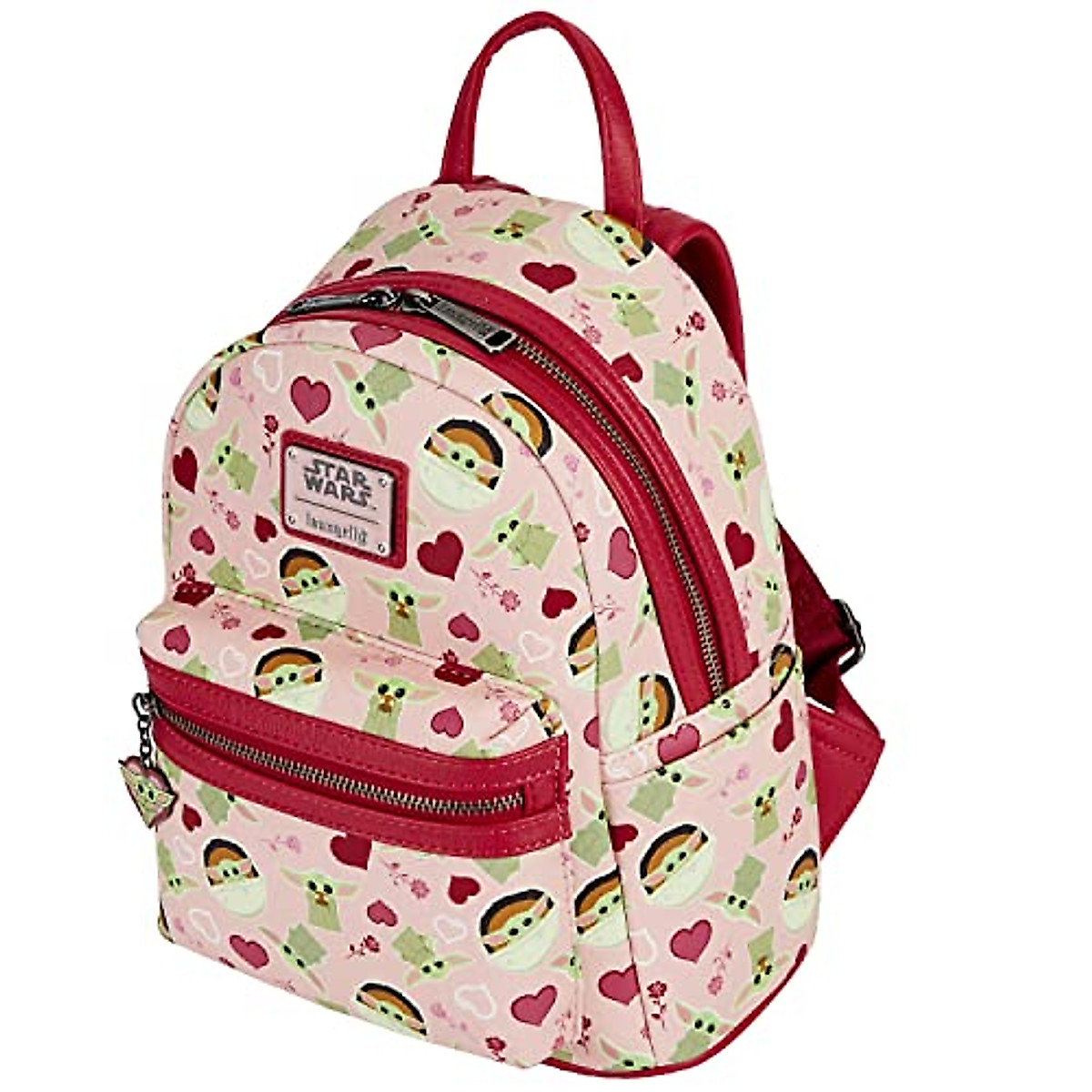 Loungefly Star Wars Baby Yoda Pink All Over Print Womens Double Strap Shoulder Bag Purse