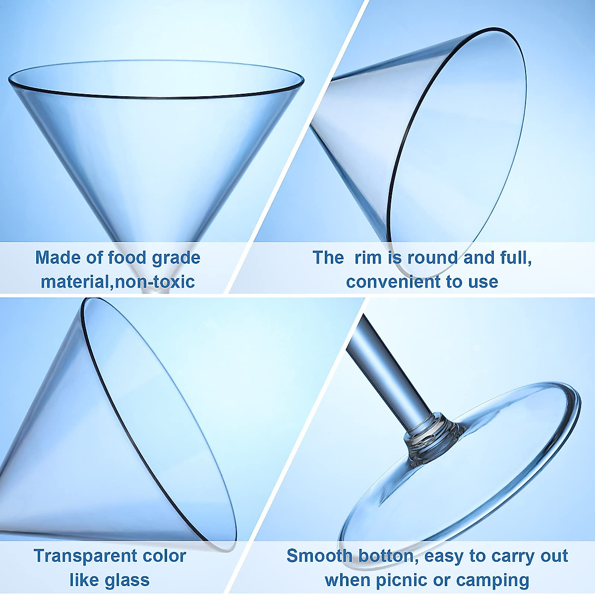 Plastic Martini Glasses 10 oz Acrylic Unbreakable Cocktail Glasses Plastic Cups Dessert Cocktail Cups Drinkware Drink Glassware for Mousse Home Bar Restaurant Wedding Festival Party Supply (12 Pieces)