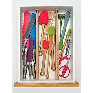 Lipper International 8896 Bamboo Wood Custom Fit Adjustable Kitchen Drawer Dividers, Set of 2