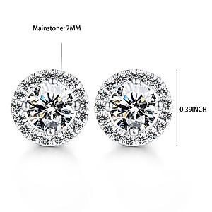 Sterling Silver Diamond Earrings for Women,Classic Round Cut 3 Carat/Pair (7mm) Lab Simulation Diamond Stud Earrings Hypoallergenic Fine Jewelry for Her Birthday Christmas Gift