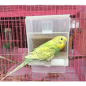Hypeety Automatic Bird Feeder No Mess Pet Feeder Seed Food Container Perch Cage Accessories for Budgerigar Canary Cockatiel Finch Parakeet