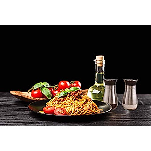 Salt and Pepper Shakers Set, Stainless Steel with Glass Bottle for Table, RV, Camp, BBQ, Set of 2