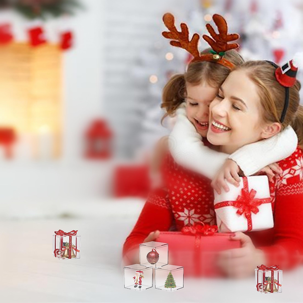 LOVPLAY Acrylic Display Box 3.4x3.4x3.4Inch Clear Acrylic Boxes with Lids Plastic Square Cube Containers Home & Office Storage Box Wedding Party Favor Candy Pill and Tiny Jewelry Storage