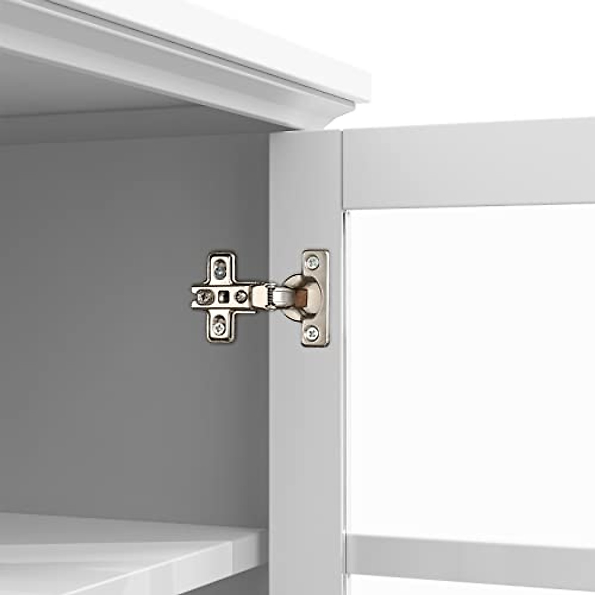 LGHM White TV Stand, Entertainment Center for 65 inch TV, 58" Modern Farmhouse TV Stand with Glass Door, Tall TV Console or Storage Cabinet and Sideboard Buffet