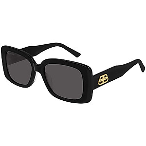 Balenciaga Rectangular Sunglasses BB0048S 001 Black/Gold 52mm