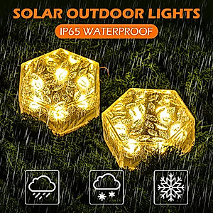 8 Pieces Solar Ground Lights, in Ground Solar Brick Lights, Outdoor Solar Decor, 6 LED Warm White Waterproof Pathway Lights for Landscape Walkway Path Yard Garden Patio Pool Lawn Driveway