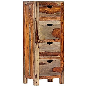 vidaXL Solid Sheesham Wood Drawer Cabinet Rustic Sturdy 4 Compartments Compact Practical Polished Home Furniture Highboard